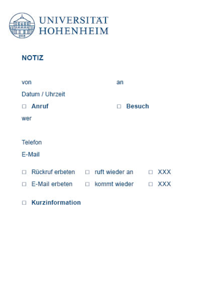 Interne Notiz: Universität Hohenheim